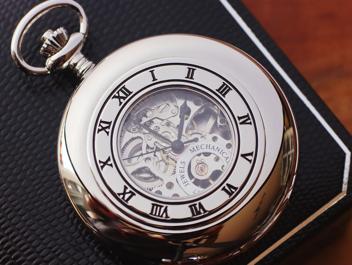 Jean Pierre Silver Pocket Watch | Mechanical Double Hunter with Window ...